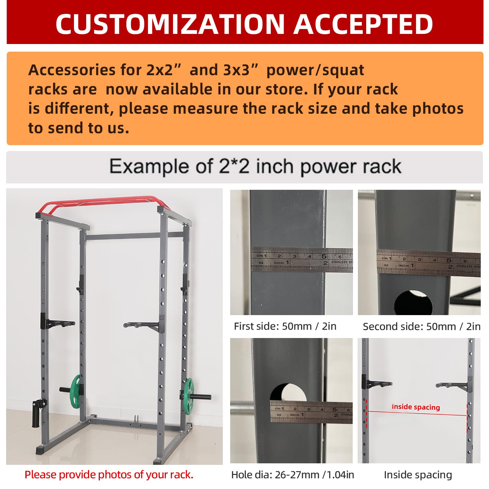 SYL Fitness Olympic Weight Plates Holder Power Rack Attachment Weights Storage Rack, Fit 3x3" Rack (All Hole Size)