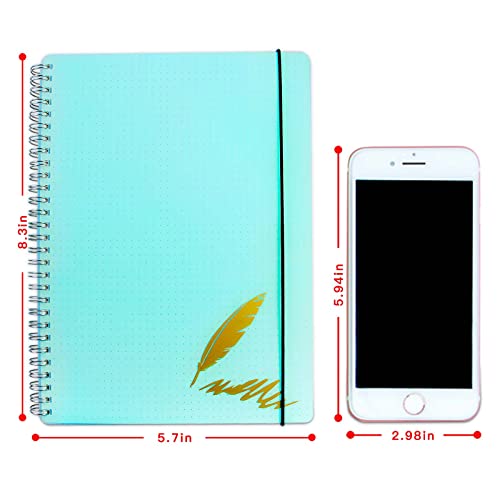 Yiozojio Dotted Spiral Notebook, 4 Pack-A5 Bullet Dotted Journal Spiral Notebook,640 Pages Total,100gsm Thick Paper,Spiral Bullet Journals for Work and Study or Notes(Blue,Pink,Transparent,Black)