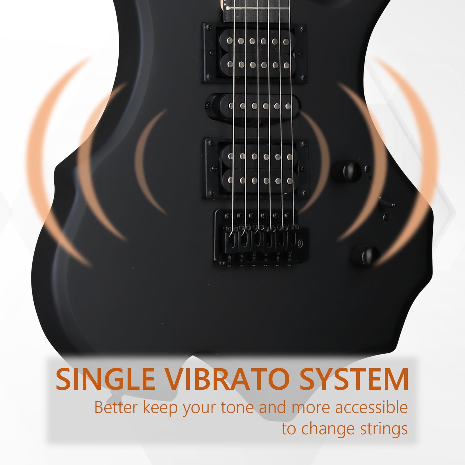 Ktaxon Burning Fire Design Electric Guitar Kit, 39-inch HSH Pickup Electric Guitar Beginner Guitar Set with Amplifier, Rosewood Fingerboard, 5-Ways Pickup Switch (Matte Black)