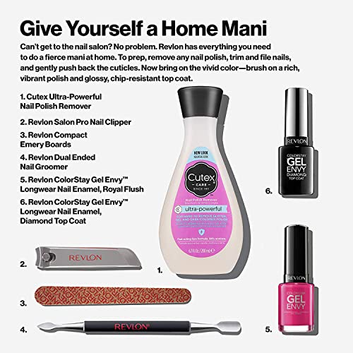 Gel Nail Polish Remover by Cutex, Ultra-Powerful & Removes Glitter and Dark Colored Paints, Paraben Free, 6.76 Fl Oz