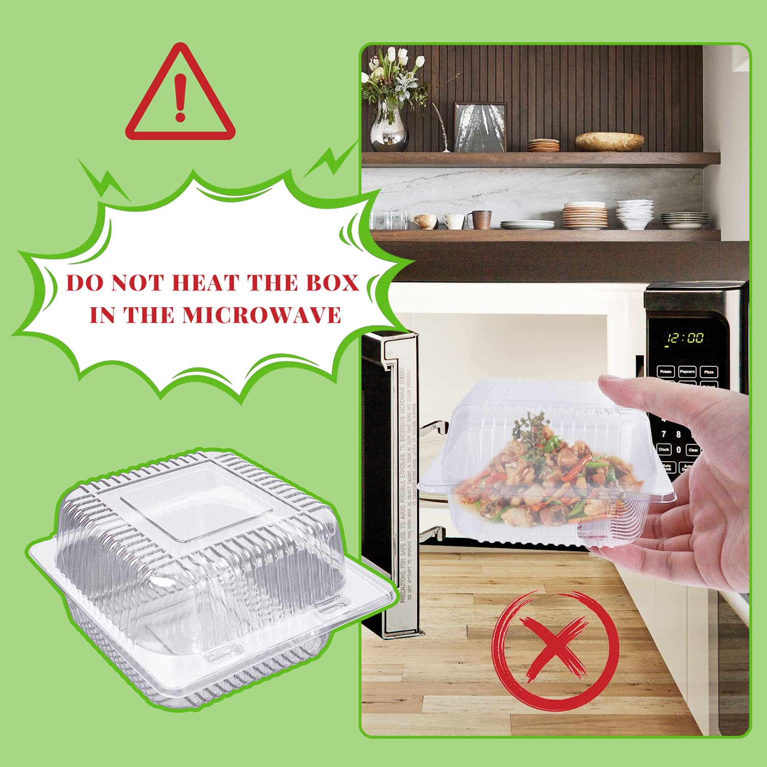 Jaojaopn 150 Pcs Disposable Clamshell Food Container with Lid, Square Hinged Food Containers Cake Slice Containers For Salads Desserts Burgers. (5.3x 4.7 x 2.8)