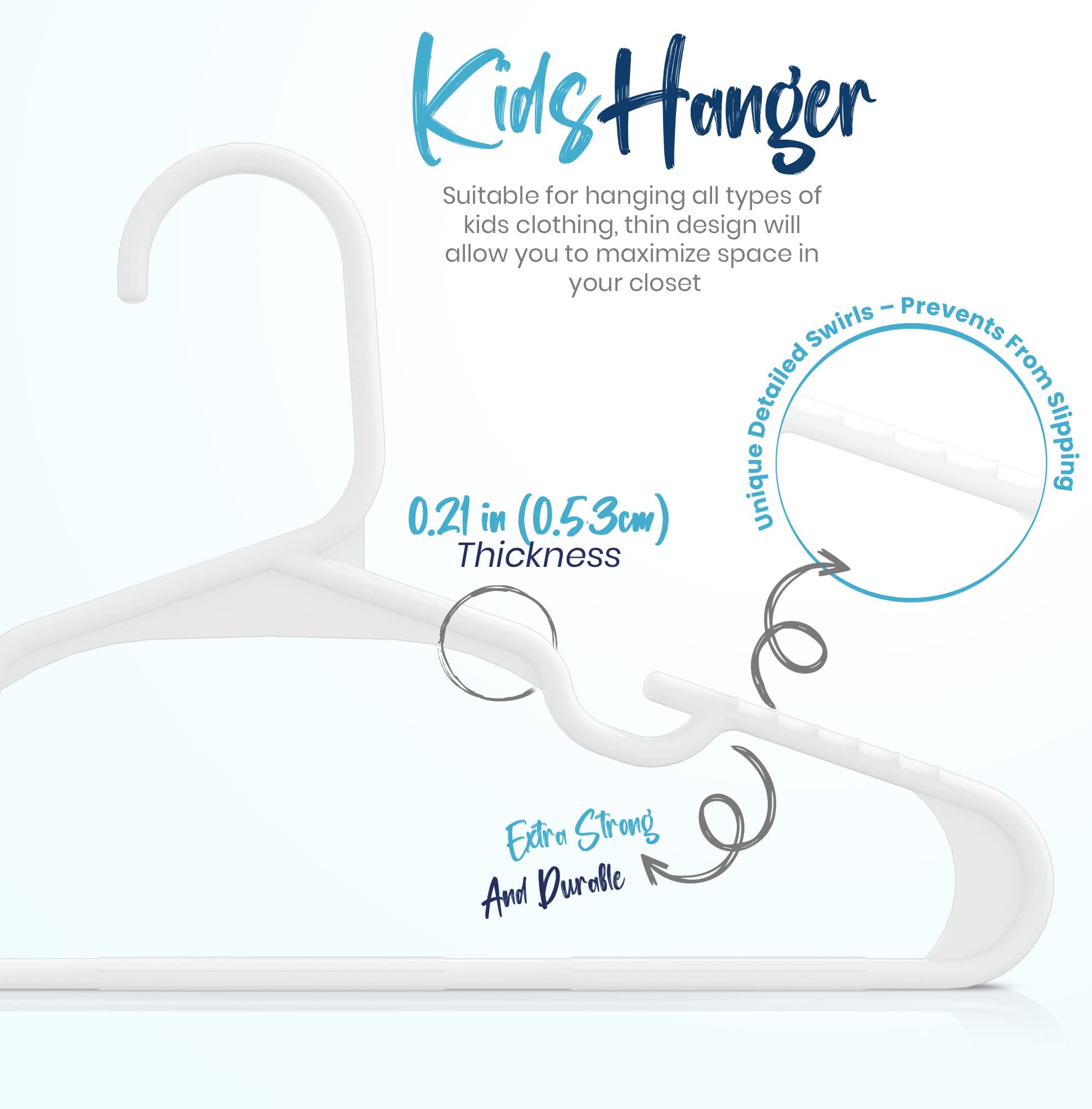 Utopia Home 60 Pack Kids Hangers - 11. 5 Inch Plastic Baby Hangers for Closet - Childrens Hangers for Clothes & Infant Hangers for Closet - Ideal for Everyday Standard Use (White)