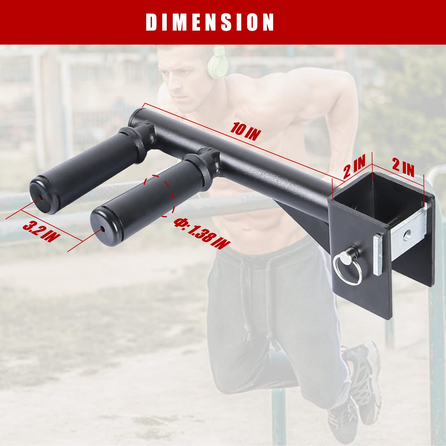 SYL Fitness Dip Bar Attachments for 2" x 2" or 3" x 3" Power Rack - Narrow & Wide Dips Double Handles (Patent Pending) (For 2" x 2" Rack)