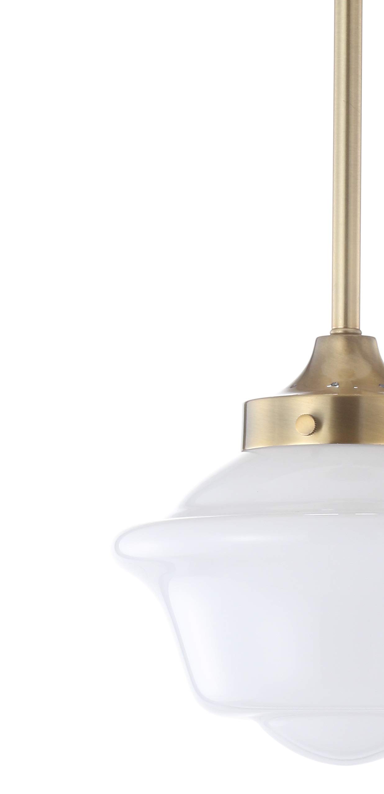 JONATHAN Y JYL3516A Kurtz 7.2" Adjustable Drop Metal/Glass LED Pendant Contemporary Transitional Dimmable Dining Room Living Room Kitchen Foyer Bedroom Hallway, Brass Gold/White