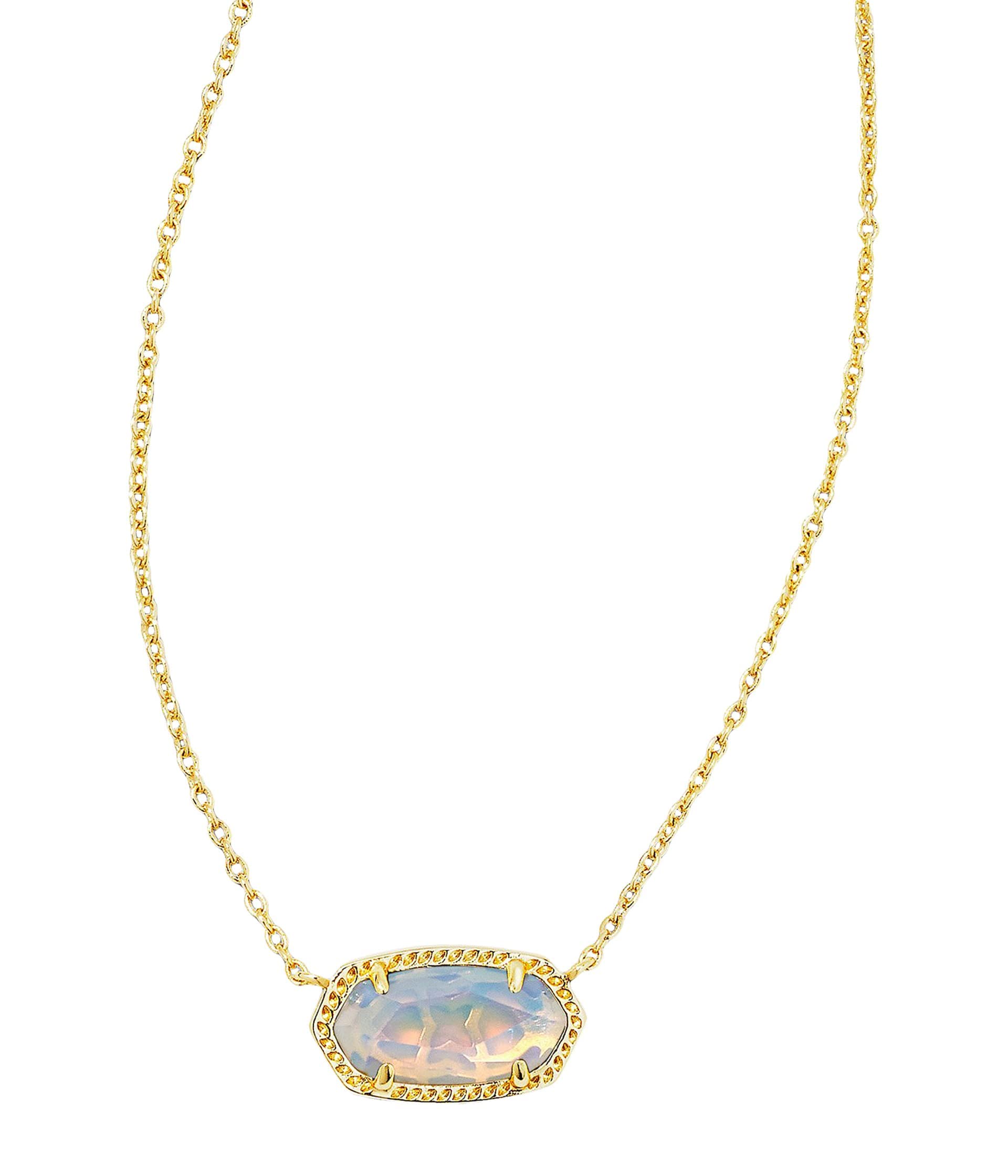 Kendra Scott Elisa Birthstone Necklace - Necklace for Women - Lobster-claw Closure - Rose Gold Plated Brass Gold Iridescent Opalite One Size One Size