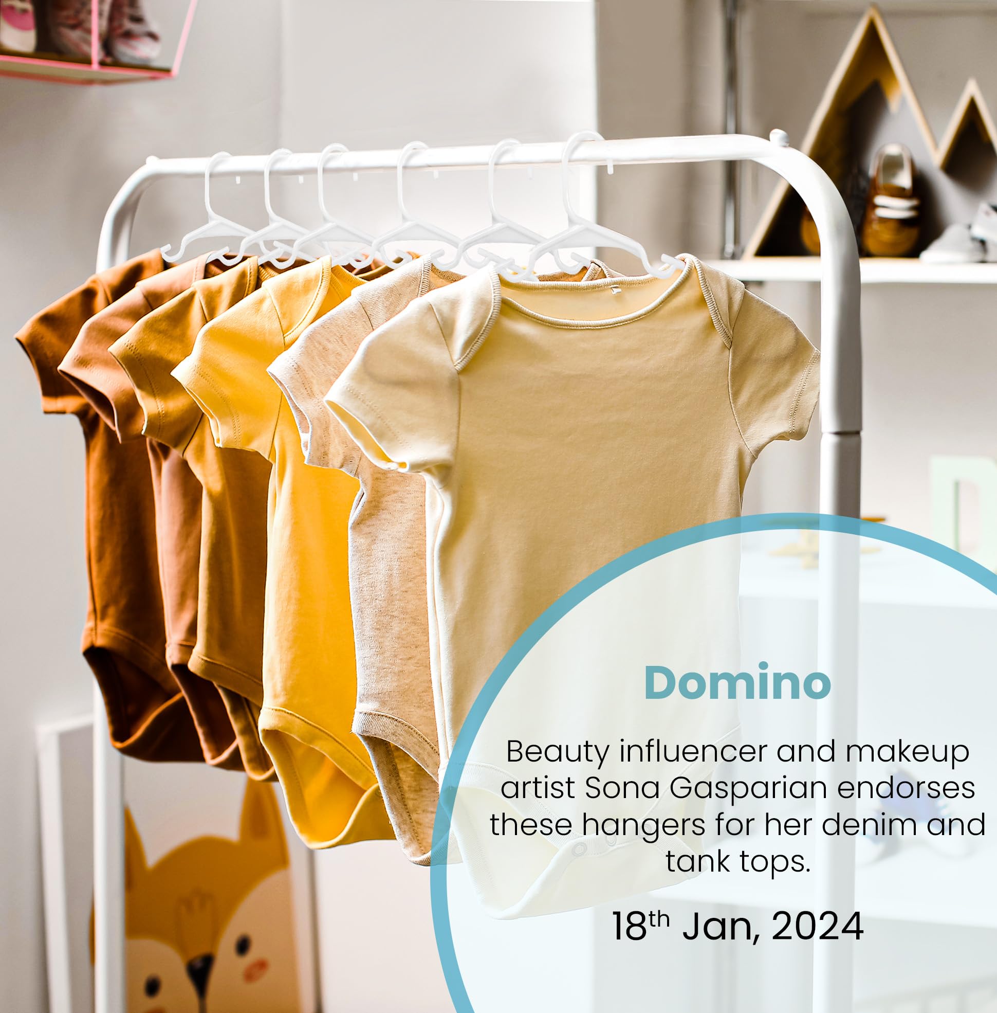 Utopia Home 60 Pack Kids Hangers - 11. 5 Inch Plastic Baby Hangers for Closet - Childrens Hangers for Clothes & Infant Hangers for Closet - Ideal for Everyday Standard Use (White)