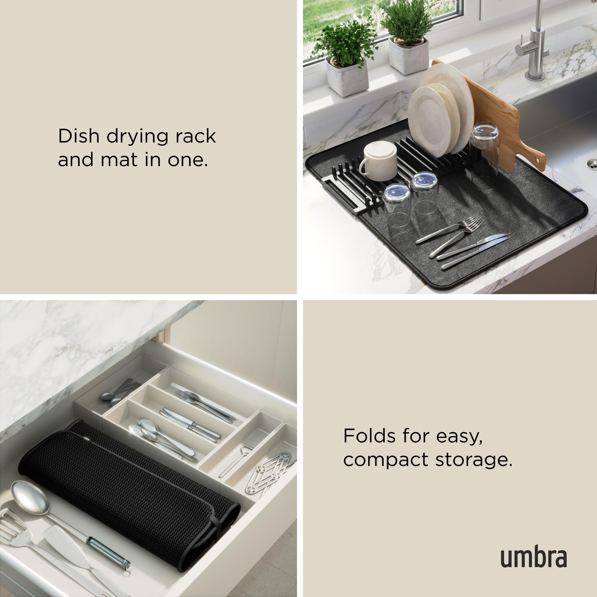 Umbra UDry Dish Drying Mat, Black