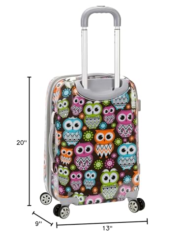 Rockland Vision Hardside Spinner Wheel Luggage, Owl, Carry-On 20-Inch