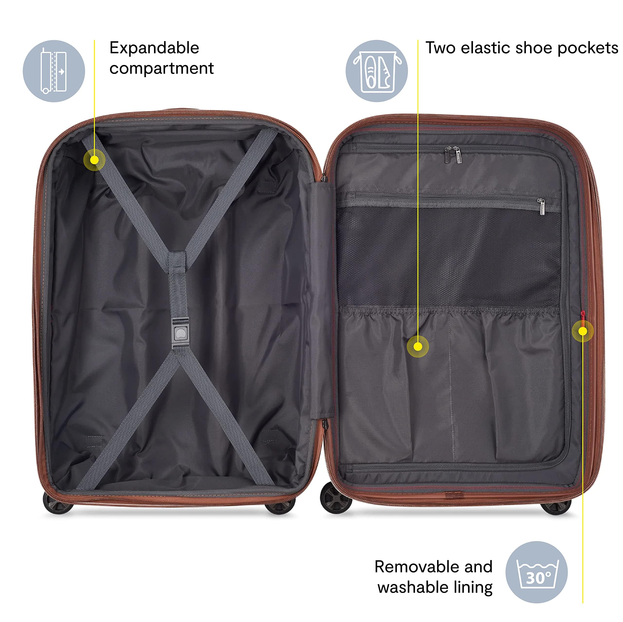 DELSEY PARIS St. Tropez Hardside Expandable Luggage with Spinner Wheels, Graphite, Checked-Large 28 Inch