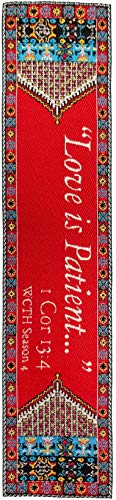 Christian Bookmark, Love is Patient, Woven, Mini Carpet