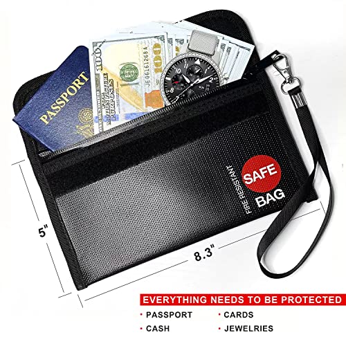 COLCASE Fireproof Money Bag(8.3x5 inches), 2 Pack Fireproof and Waterproof Cash Bag with Zipper, Fireproof Money Safe Pouch Envelope Container for Cash,Jewelry,Valuable,Passport