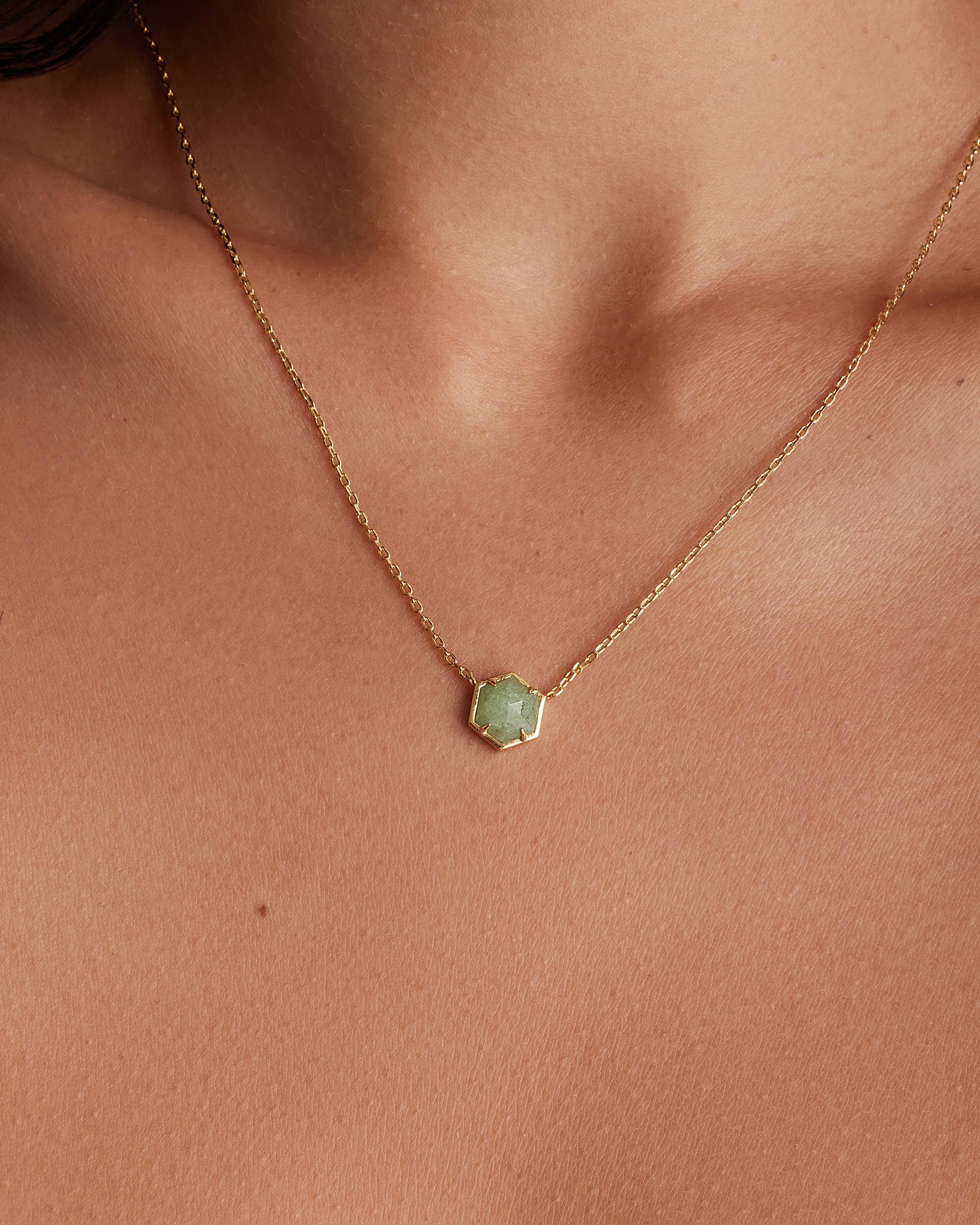 PAVOI 14K White Gold Plated Green Fluorite Gemstone Pendant Necklace | Gemstone Dainty Chain Necklaces for Women
