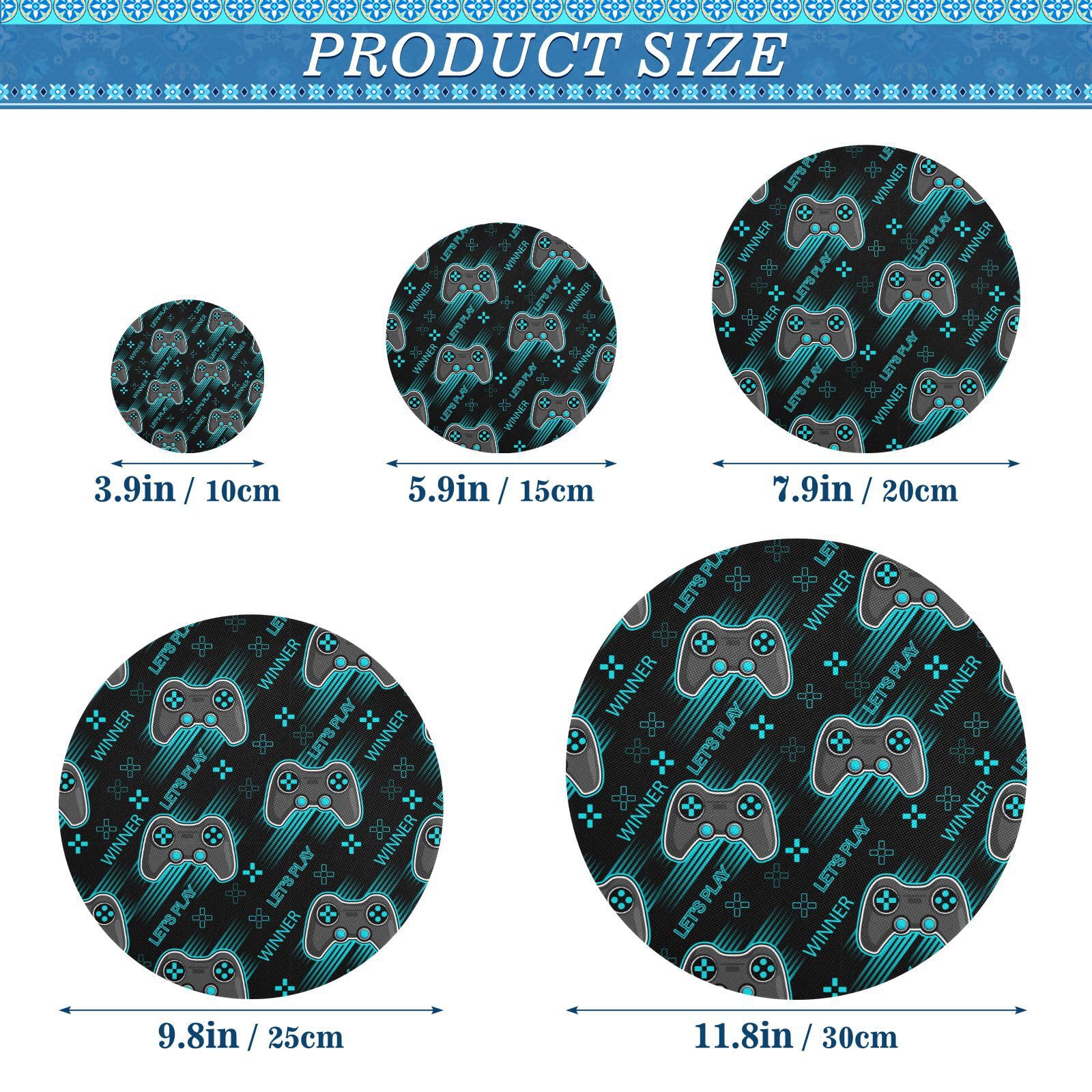 Bowl Cover Reusable Blue Joystick Video Game Black Elastic Fabric Food Storage Cover Stretch Lids 5 Pieces for Kitchen Food Bread Abstract Bowl Containers Dish Covers for Fruits,Leftover