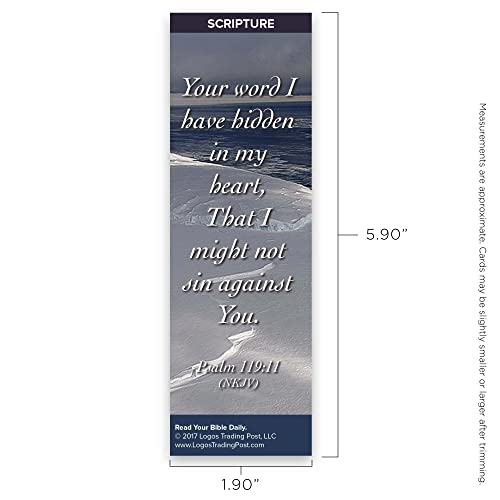 Christian Bookmark with Bible Verse, Pack of 25, Scripture Themed, Your Word I Have Hidden in My Heart, Psalm 119:11