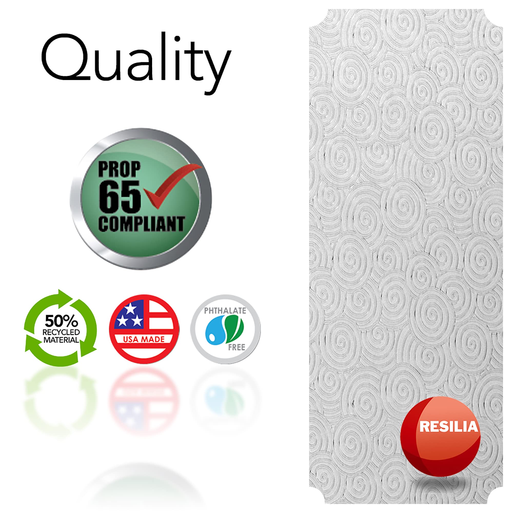 Resilia Shelf Liner Set for Wire Shelving Units β 5 Pack, 14 Inches x 36 Inches, Clear Swirl Spiral Pattern, Anti-Slip, Heavy Duty, Made in The USA, for Kitchen, Bathroom, Garage Storage