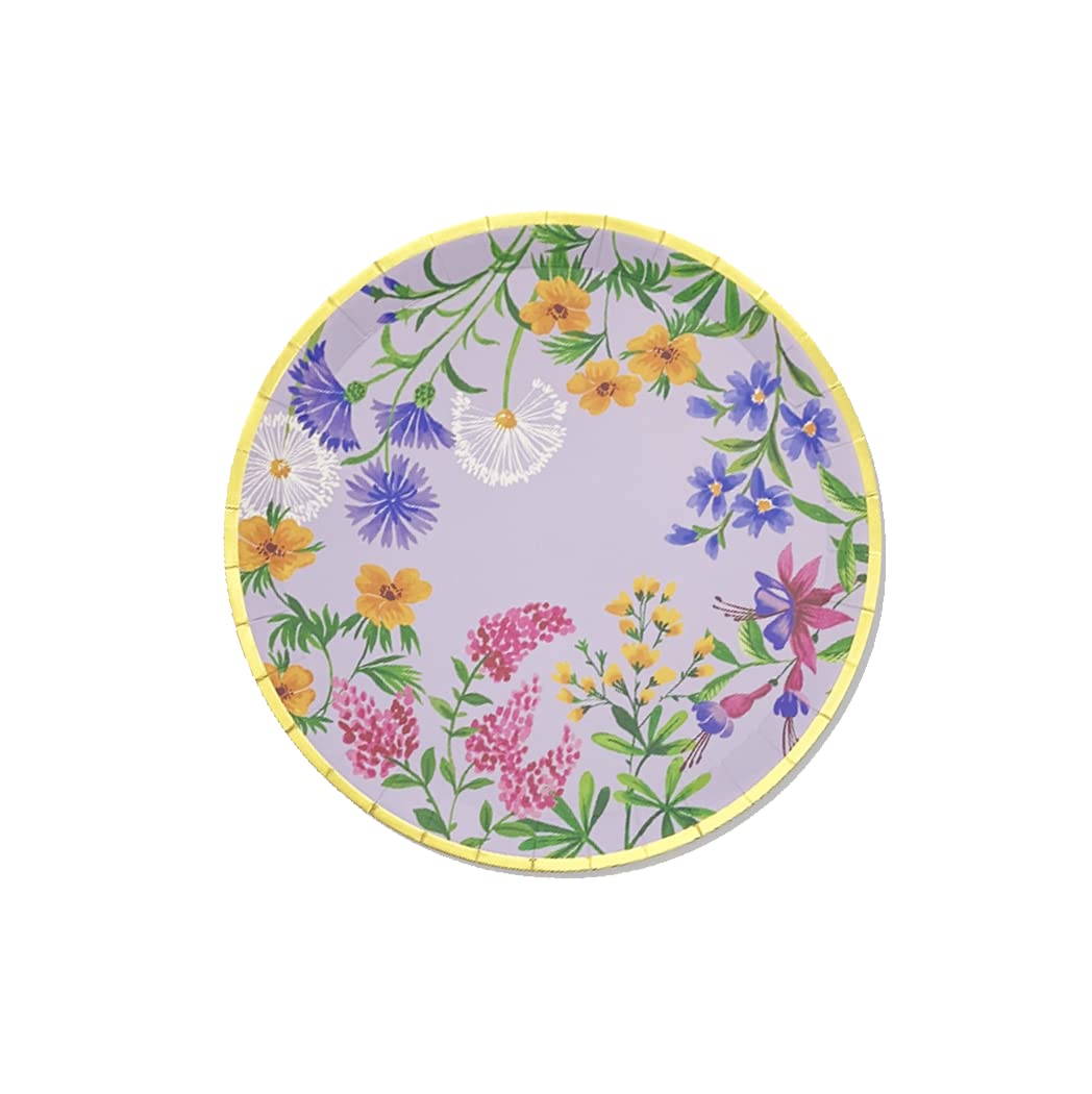Coterie - Wildflower Decorative Large Paper Plates with Floral Design for Bridal Party, Birthday Party, Baby Shower, Tea Party, Set of 10 | 9.25" Dinner Paper Plates