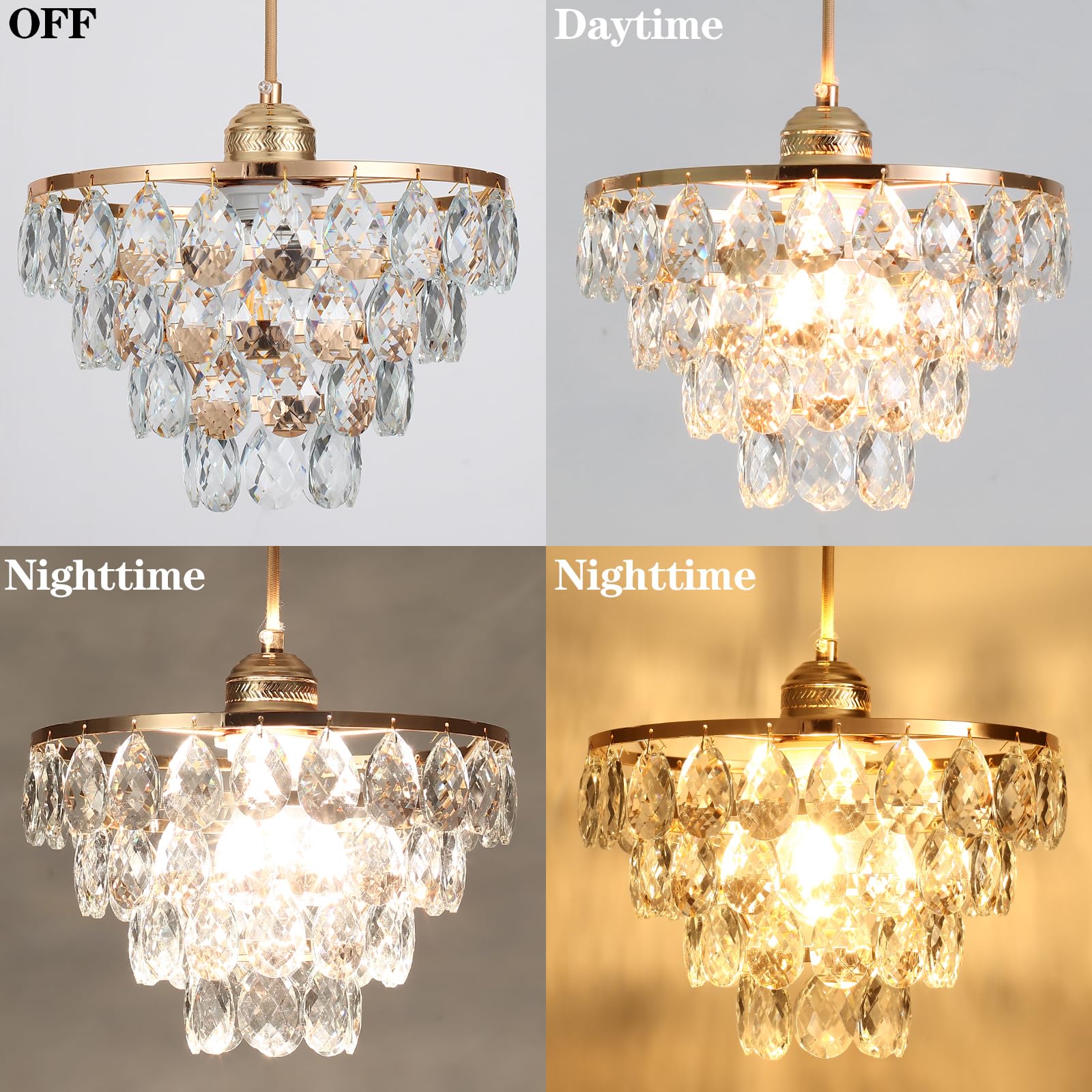 Luupyia Rose Gold Crystal Pendant Light Mini Crystal Chandelier, 47.24 Inch Height Adjustable, Modern Chandelier Unique Hanging Light Fixtures for Hallway Bedrooom Foyer E26