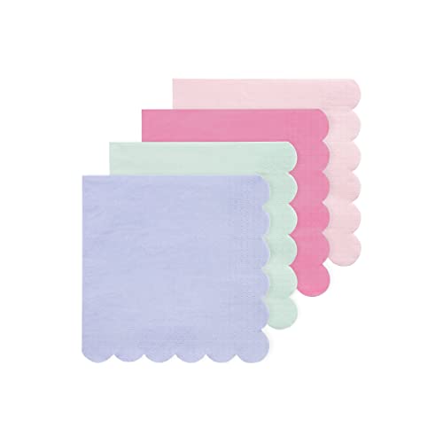 Meri Meri Disposable Paper Napkins (Pack of 20), Scalloped Edge, 2 Sizes, 15 Colors, Party Napkins