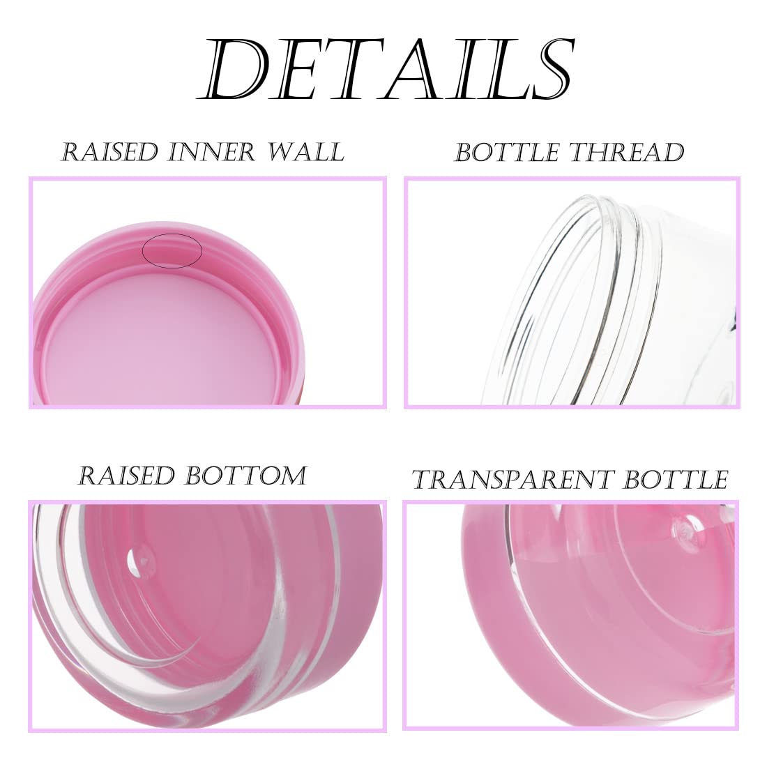 ZEJIA 5 Gram Sample Containers with Lids, Mini Makeup Containers, Empty Plastic Travel Cosmetic Containers with Labels(50 Count, Pink Lid)