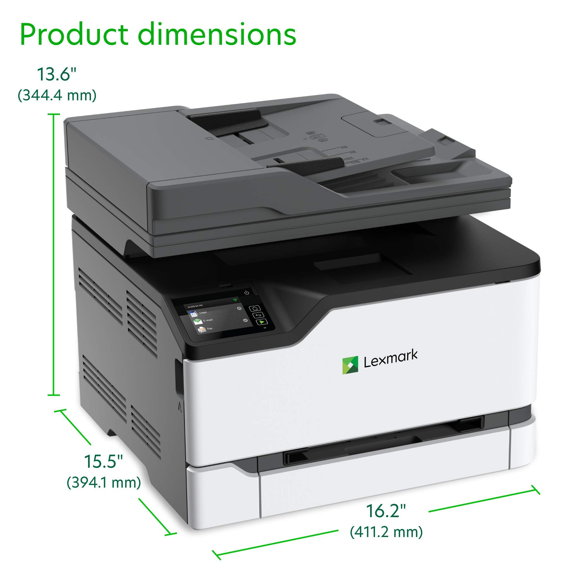 Lexmark MC3224adwe Color Multifunction Laser Printer with Print, Copy, Fax, Scan and Wireless capabilities, Two-Sided Printing with Full-Spectrum Security and Prints Up To 24 ppm (40N9050)