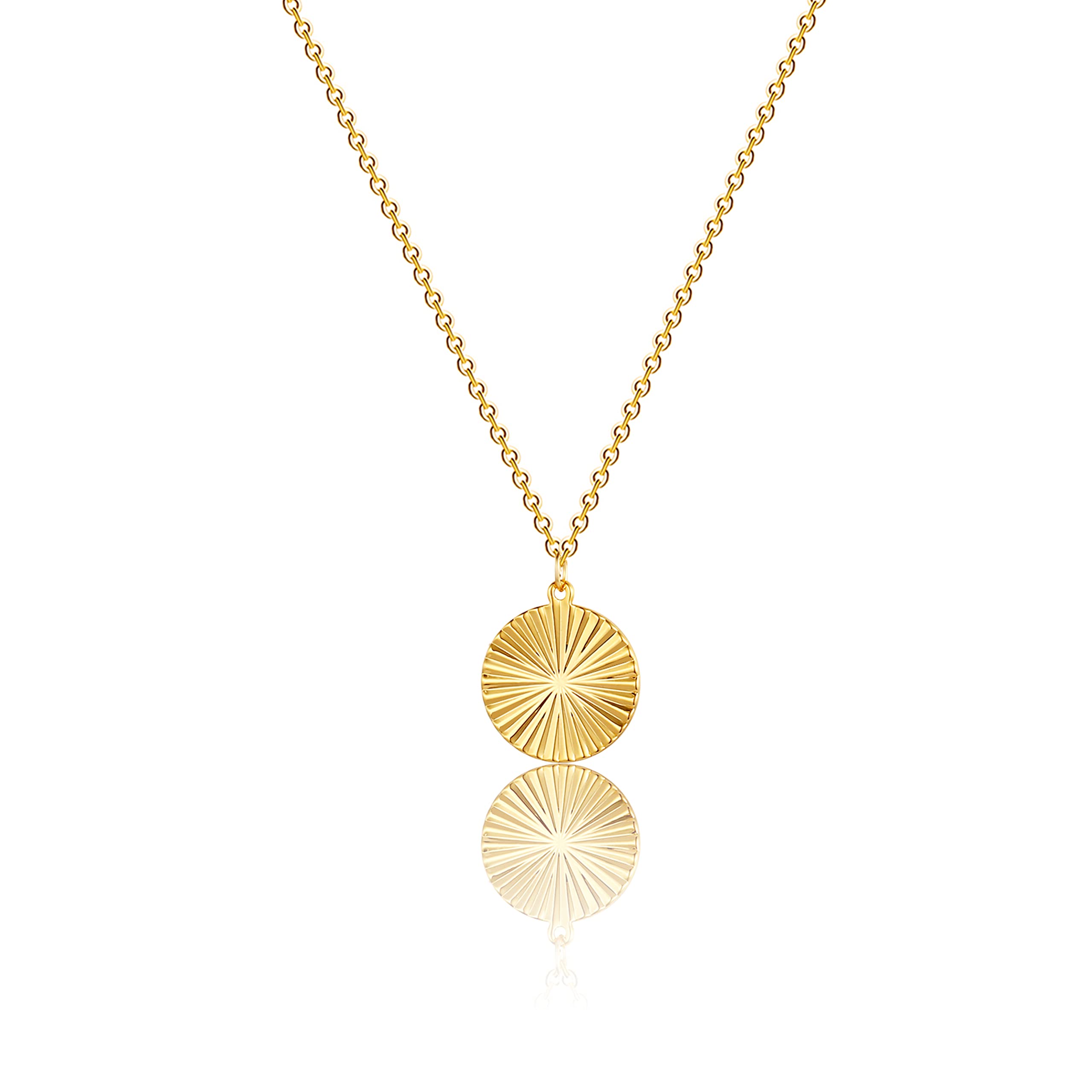 MIDEEO Gold Necklaces for Women Dainty 14K Gold Sun Pendant Necklace Delicate Round Coin Sunlight Sunshine Chain Necklaces Trendy Simple Everyday Jewelry Gift