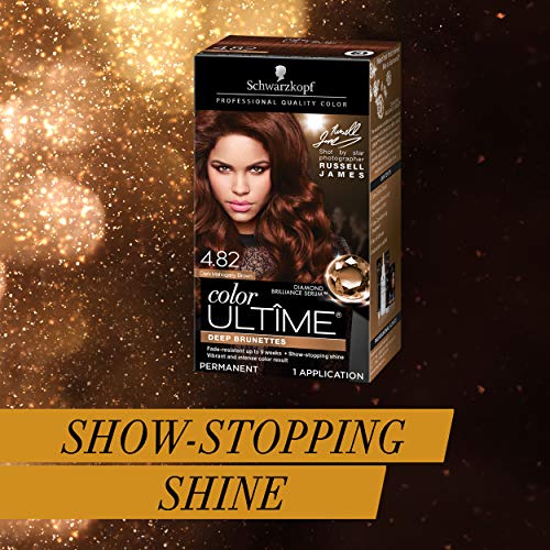 Schwarzkopf Color Ultime Permanent Hair Color Cream, 4.82 Dark Mahogany Brown (Packaging May Vary)