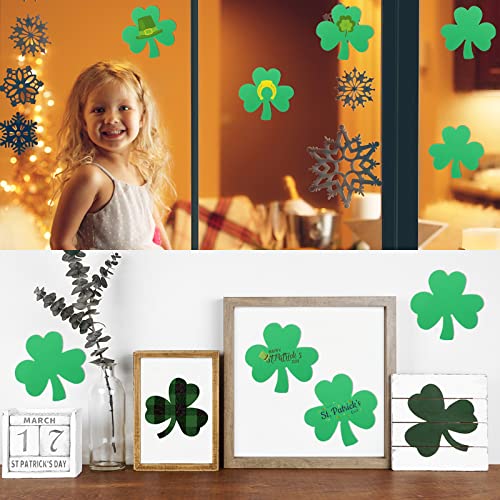 144 Pcs Shamrock Cutouts Paper Shamrocks Large Shamrock Shapes Paper Shamrock Shape Die Cuts for St Patricks Day Party Craft, Kid's School Craft Projects, Bulletin Board Decor, Green