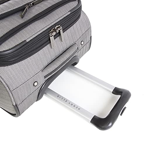 Perry Ellis Lexington II Lightweight Spinner Luggage, Black/White Herringbone, Carry-On 21-Inch