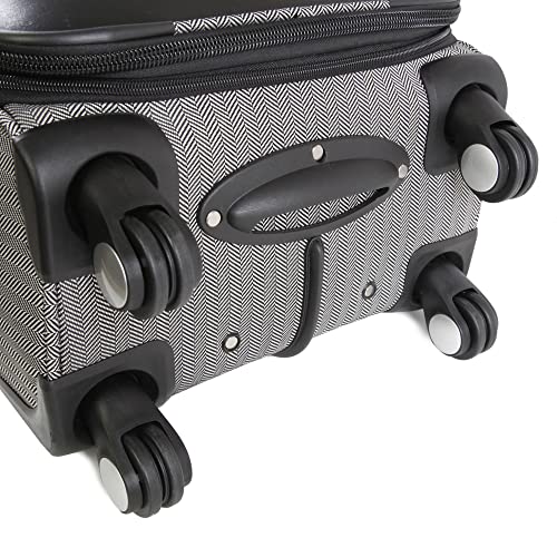 Perry Ellis Lexington II Lightweight Spinner Luggage, Black/White Herringbone, Carry-On 21-Inch