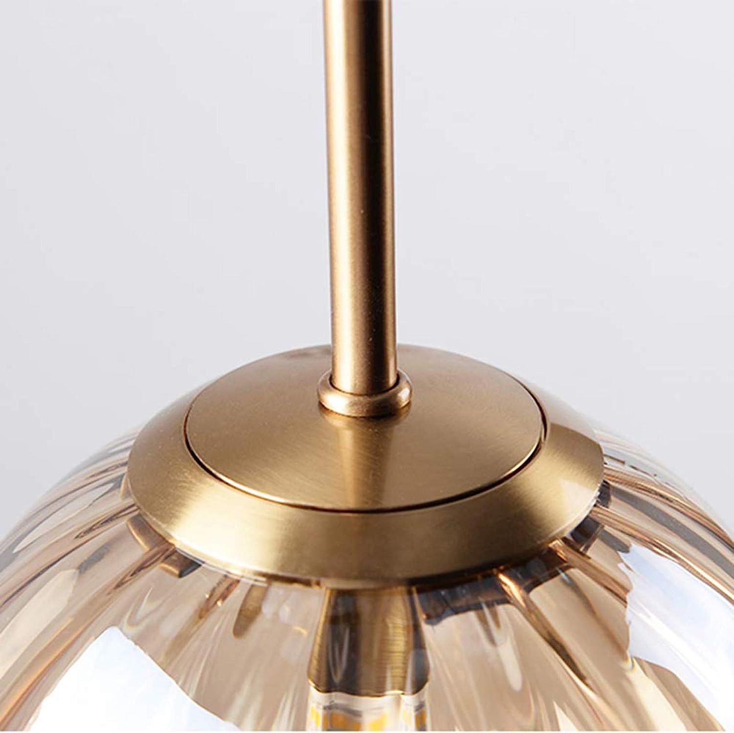 SCTOU Mid Century Modern Ceiling Light Blown Amber Industrial Retro Light Farmhouse Chandelier 3 Lights Gold Glass Globe Pendant Light for Dining Room Kitchen Island Bedroom Bar