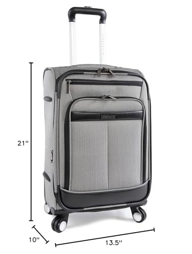 Perry Ellis Lexington II Lightweight Spinner Luggage, Black/White Herringbone, Carry-On 21-Inch