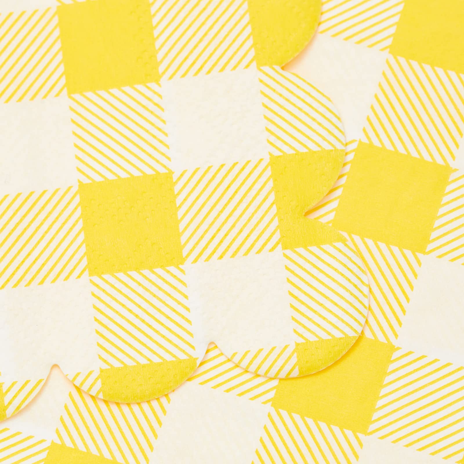 BLUE PANDA Yellow Plaid Paper Napkins for Birthday Party, Wedding - 6.5 x 6.5 Inch - 100 Pack - Yellow Disposable Checked Napkins