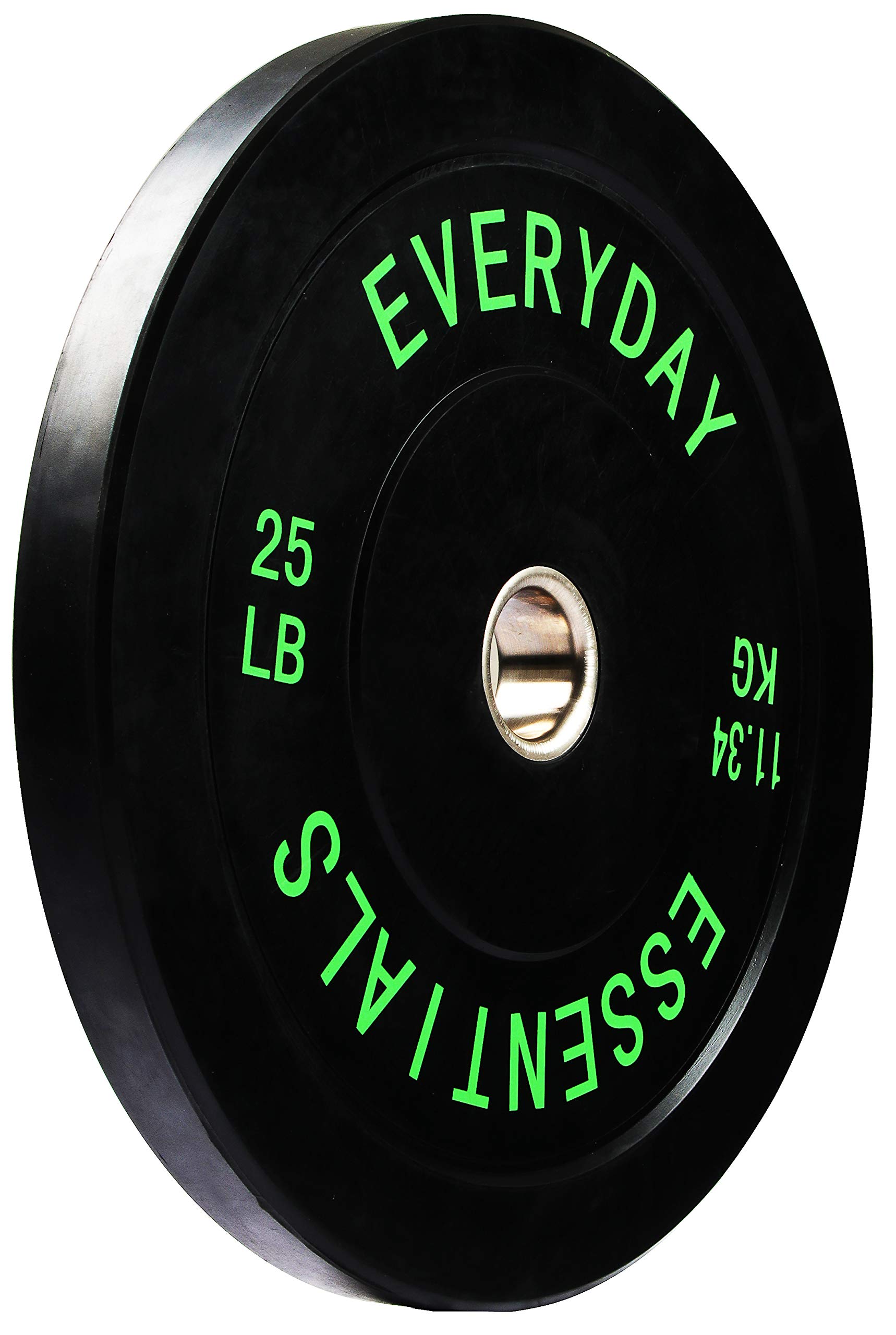 BalanceFrom Color Coded Black Olympic Bumper Plate Weight Plate with Steel Hub, 25LB Pair