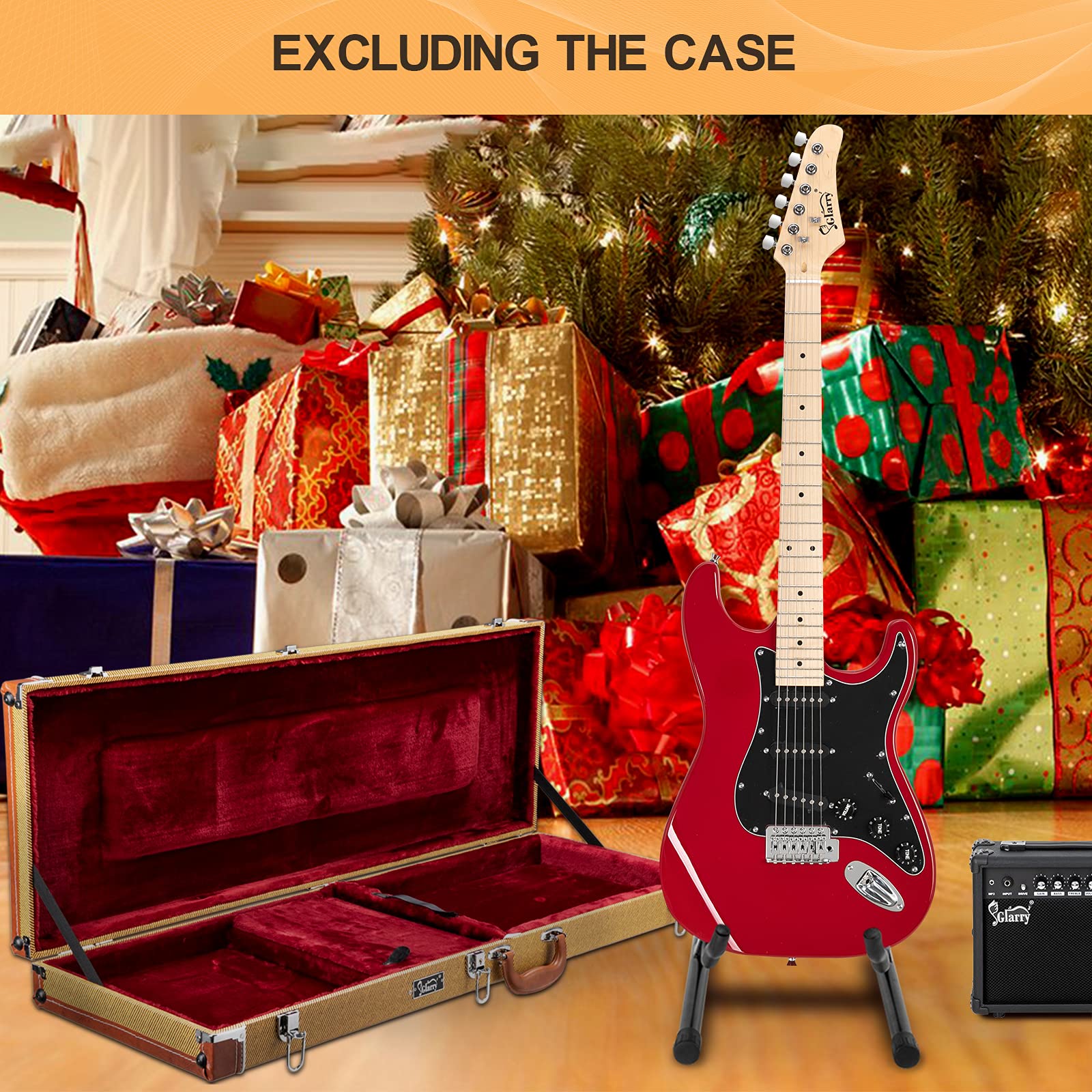 GLARRY 39" Full Size Electric Guitar for Music Lover Beginner with 20W Amp and Accessories Pack Guitar Bag (Red)