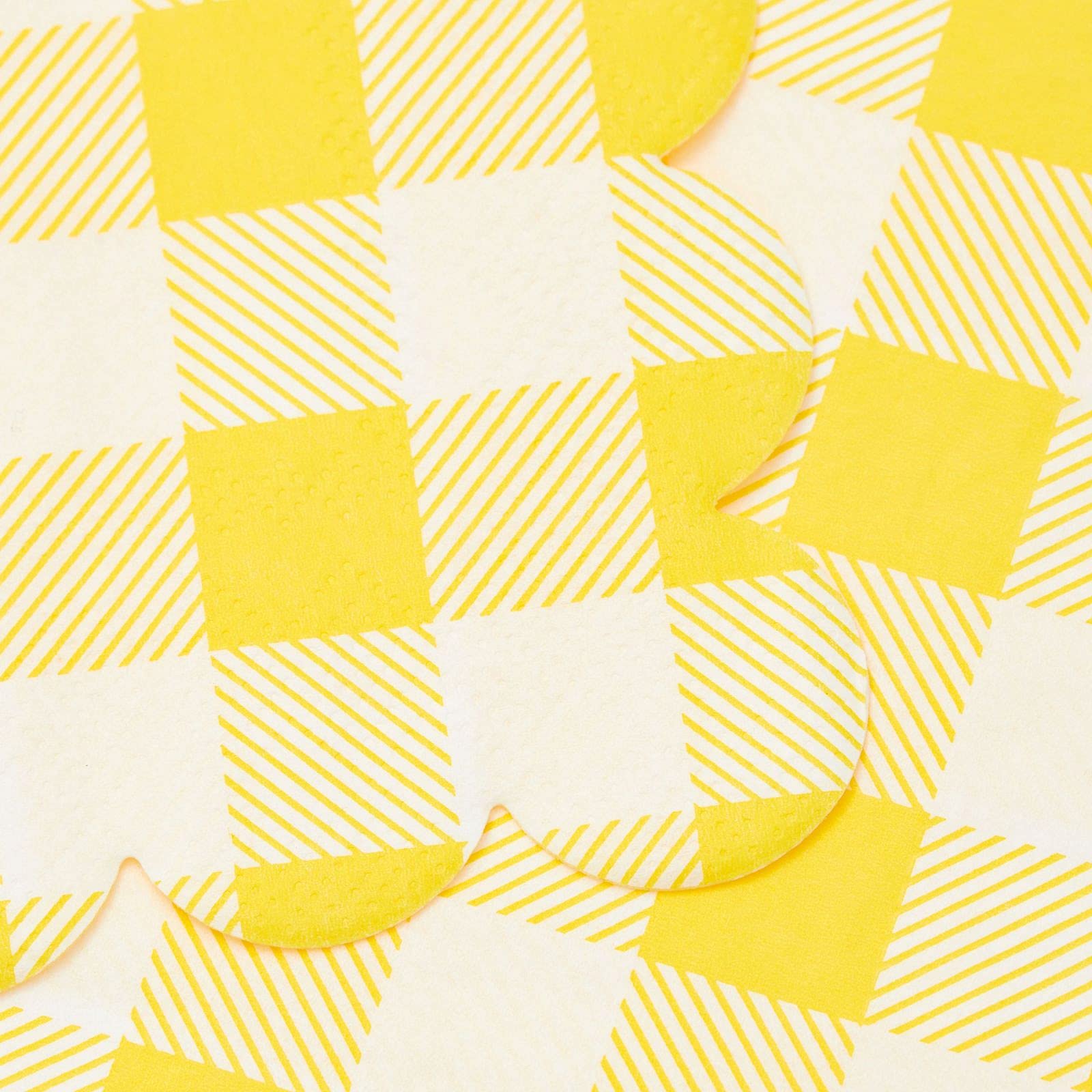 BLUE PANDA Yellow Plaid Paper Napkins for Birthday Party, Wedding - 6.5 x 6.5 Inch - 100 Pack - Yellow Disposable Checked Napkins