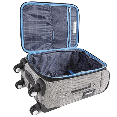 Perry Ellis Lexington II Lightweight Spinner Luggage, Black/White Herringbone, Carry-On 21-Inch