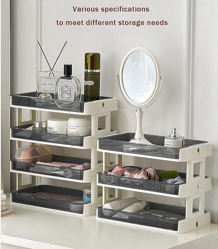 Cosmetic storage box acrylic simple multi-layer rack, bedroom dresser bathroom bathroom skin care drawer pull-out organizer shelf (3-layer, black)
