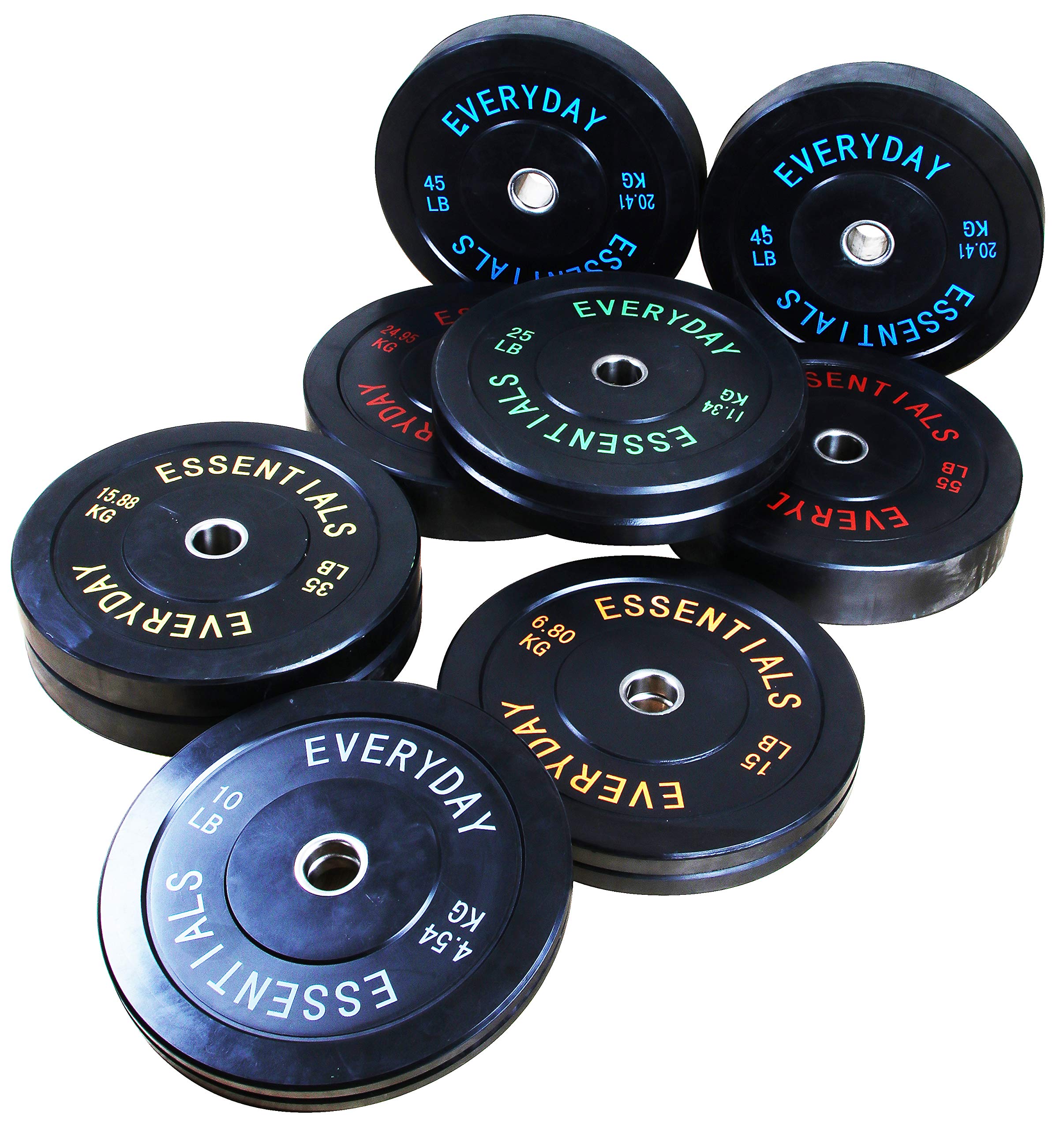 BalanceFrom Color Coded Black Olympic Bumper Plate Weight Plate with Steel Hub, 25LB Pair