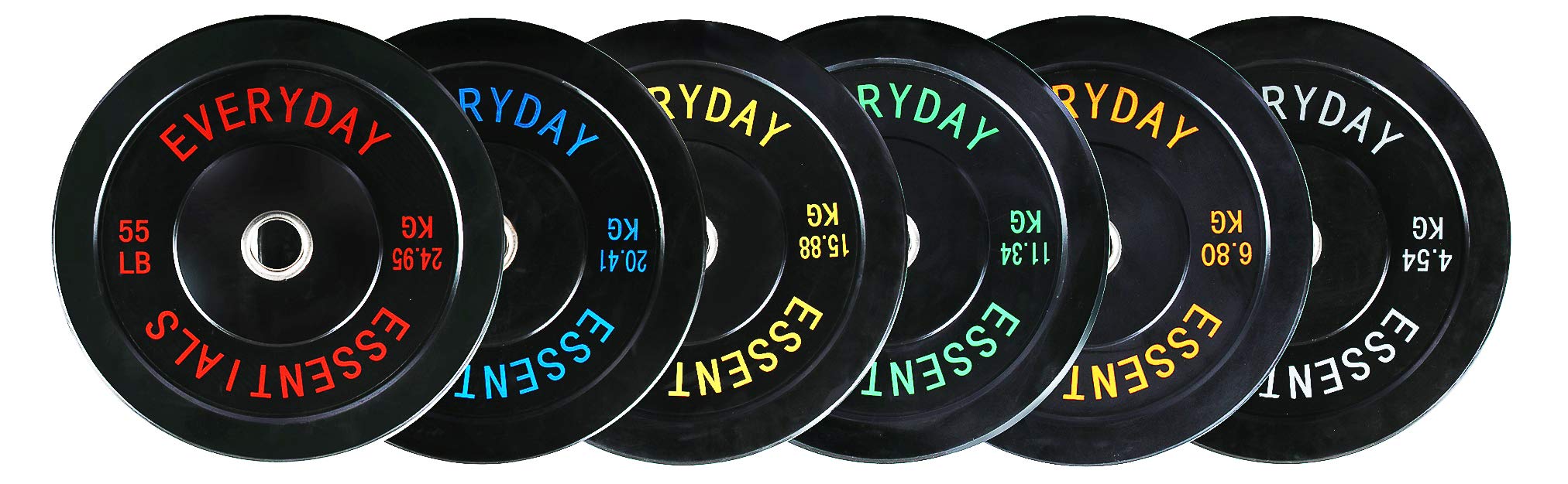 BalanceFrom Color Coded Black Olympic Bumper Plate Weight Plate with Steel Hub, 25LB Pair