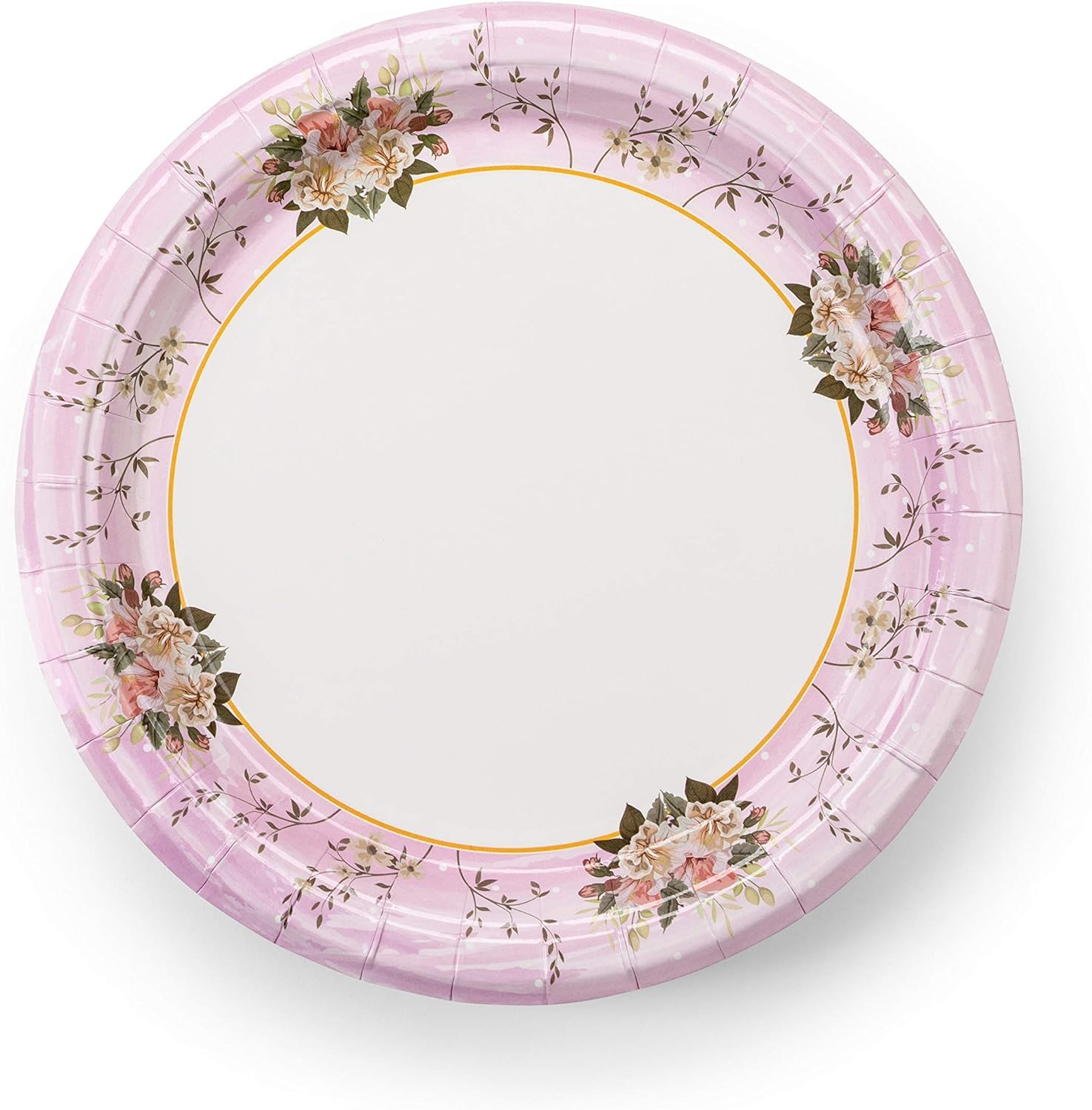 ROYAL BLUEBONNET Paper Plates and Napkins Set, Floral Design, 24 Pieces, Pink, Spring, Disposable Party Supplies