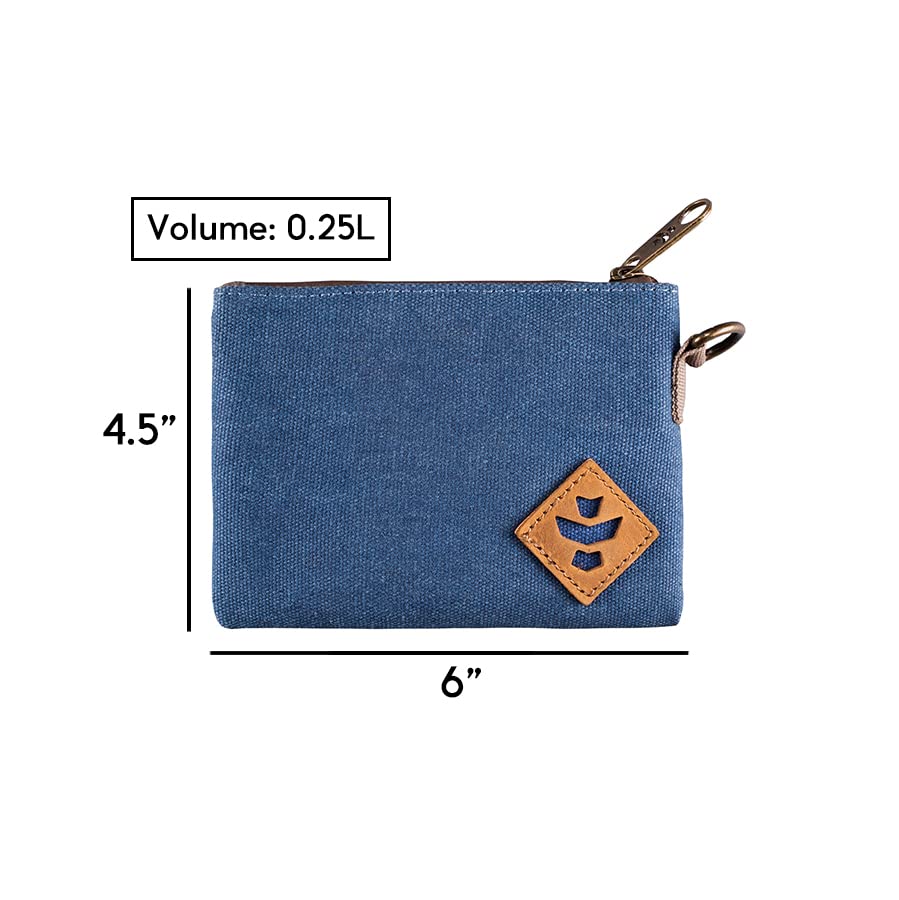 Revelry Mini Broker Small Cosmetic Bag| Stealth Mode Stink Locking Pouch Bag with Carbon Filtration System|Pocket Size Waterproof & Lockable Bag 0.25L 6" x 4.5" (Marine)