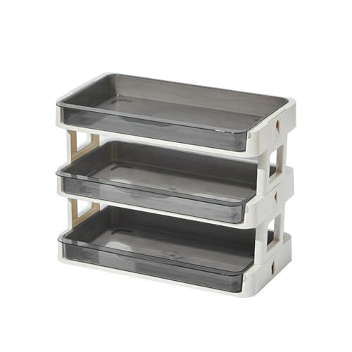 Cosmetic storage box acrylic simple multi-layer rack, bedroom dresser bathroom bathroom skin care drawer pull-out organizer shelf (3-layer, black)