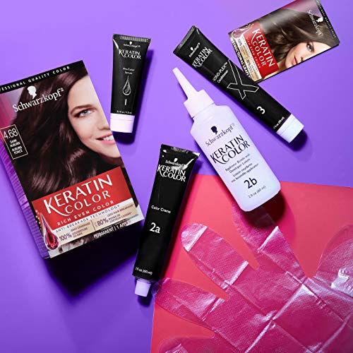 Schwarzkopf Keratin color permanent hair color cream, dark auburn, 7 Piece Set (Pack of 2)