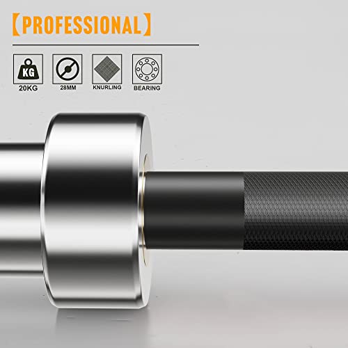 Olympic Barbell Bar 7ft-44LB 1000LB/1500LB/700LB Capacity Olympic Bearing Barbell (700LB-Black)
