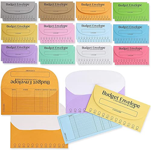 96 Pack Bulk Budget Envelopes for Cash System, Budgeting Tracker Binder, Money Saving Challenge, 12 Colors (6.5 x 3 In)