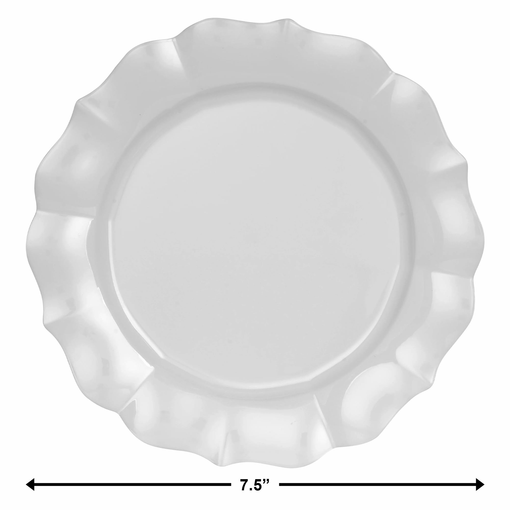 DecorLine Elegant Scallop Collection White Salad Plates - 7.5" (Pack of 10) - Premium Quality & Stylish Design - Perfect for Events, Parties, and Everyday Use
