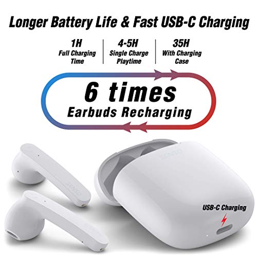 Senso PODS Wireless Earbuds with Touch Control - True Wireless Earbuds w/Mic USB-C Charging, Ear Buds Wireless Headphones with Bluetooth 5.0 Stereo Sound - Wireless Earphones w/35-40 Hrs Playtime