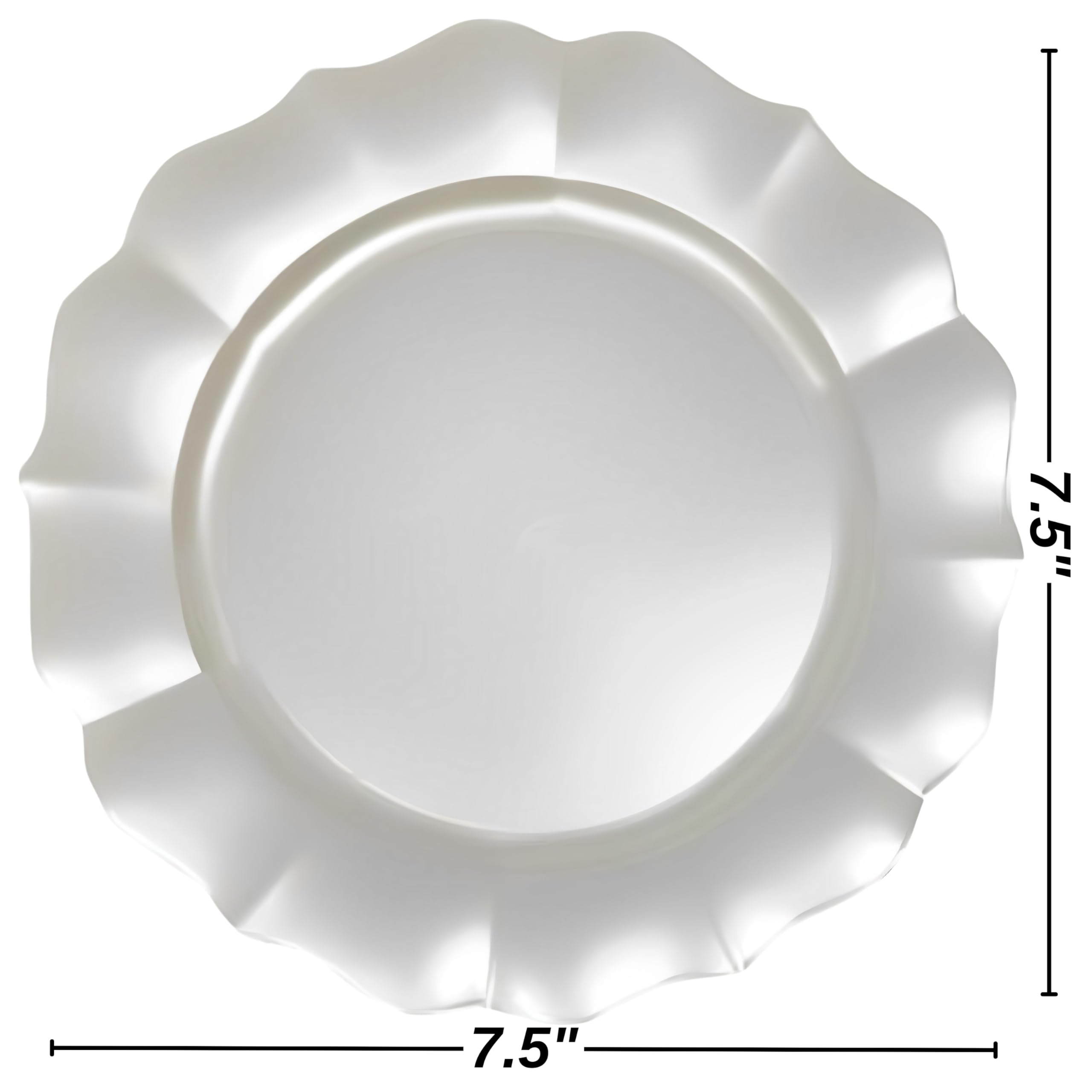 DecorLine Elegant Scallop Collection White Salad Plates - 7.5" (Pack of 10) - Premium Quality & Stylish Design - Perfect for Events, Parties, and Everyday Use