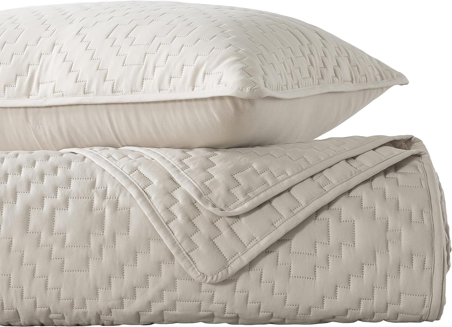R.SHARE Oversized California King Size Quilt Bedding Sets with Pillow Shams, Beige Cal King Lightweight Soft Bedspread Coverlet for All Season, 118x106 inches