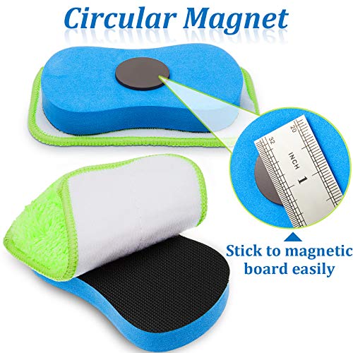 Microfiber Dustless Chalk Eraser Magnetic Chalkboard Eraser Multipurpose Cleaning Duster Washable Reusable Eraser for Markers, Chalk, Home, Classroom and Office (2 Pieces)